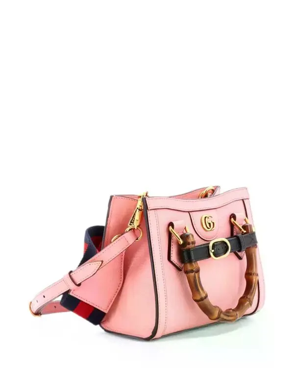 Gucci Diana Nm Bamboo Handle Leather Mini Crossbody Bag - Pink