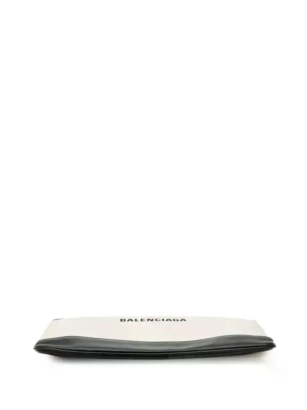 Balenciaga Canvas Navy Clip M Clutch Bag - Brown