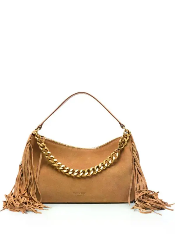 TWINSET Fringe-trimmed Chain-link Shoulder Bag - Brown