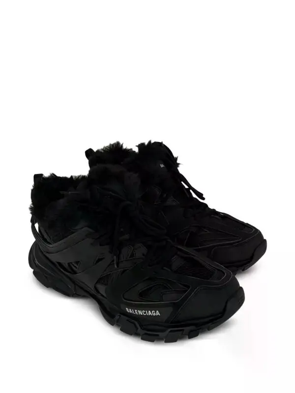 Balenciaga Track Faux Fur-lined Sneakers - Black