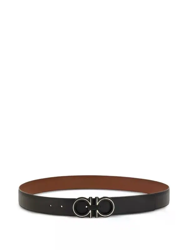 FERRAGAMO Gancini Reversible Leather Belt - Black