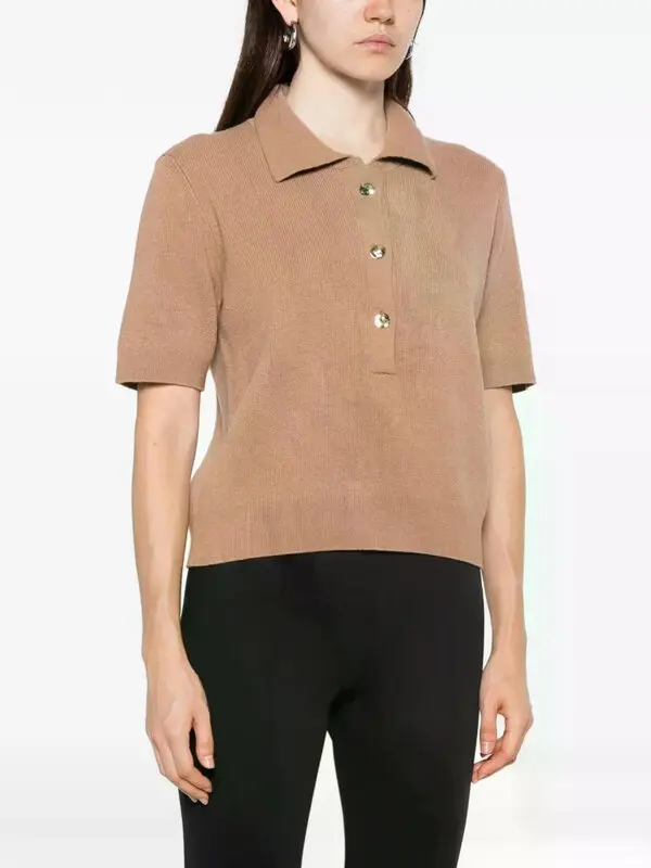 Liviana Conti Short-sleeve Knitted Polo Top - Brown