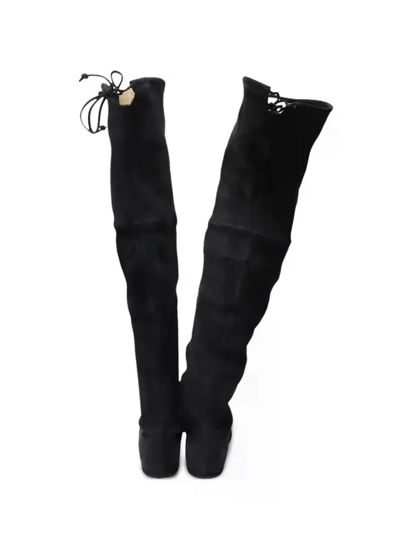 STUART WEITZMAN Suede Over-the-knee Boots With Lace-up Detail - Black
