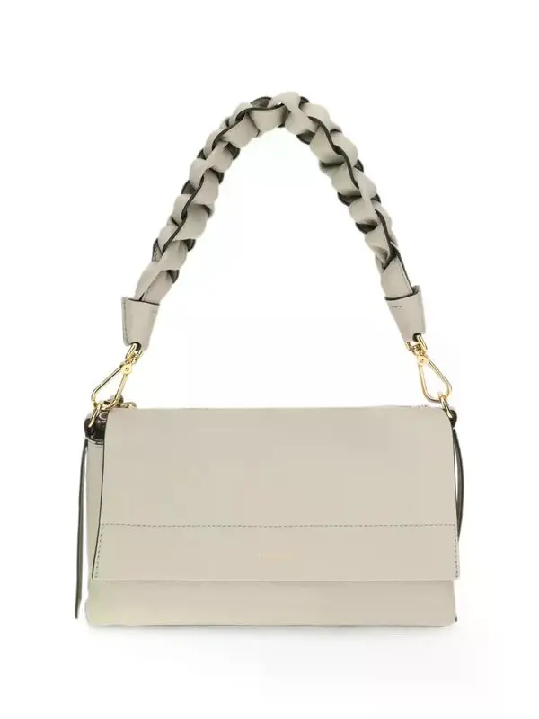 COCCINELLE Small Leather Shoulder Bag With Braided Top Handle - Neutrals