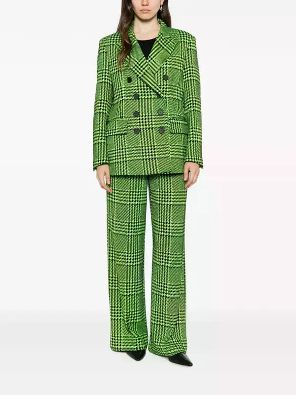 Liviana Conti Double-breasted Checked Blazer - Green
