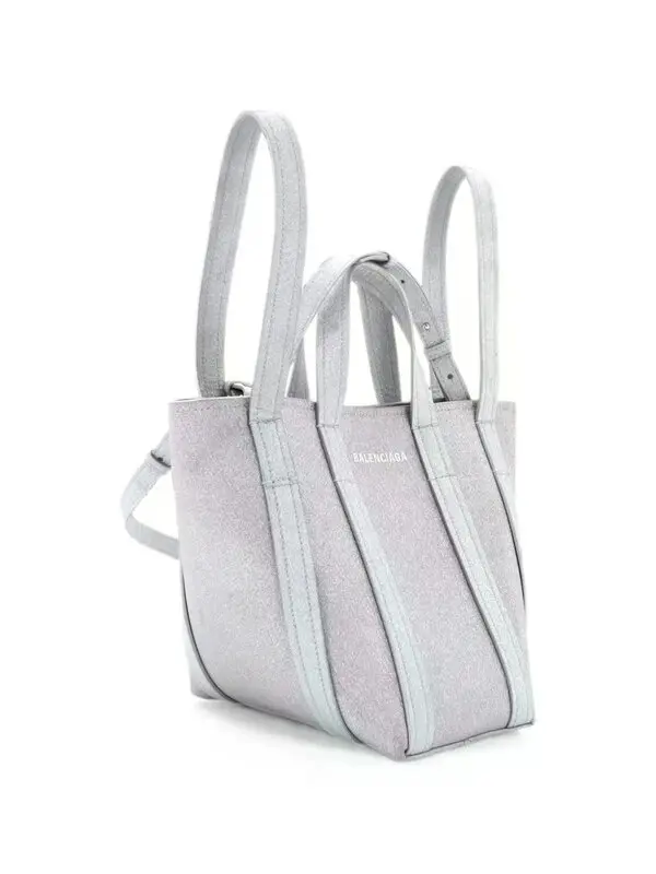 Balenciaga Everyday 2.0 North South Tote Glitter Fabric Xs Satchel - Metallic