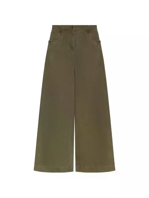 Max Mara Alamaro Cotton Wide Leg Jeans - Green