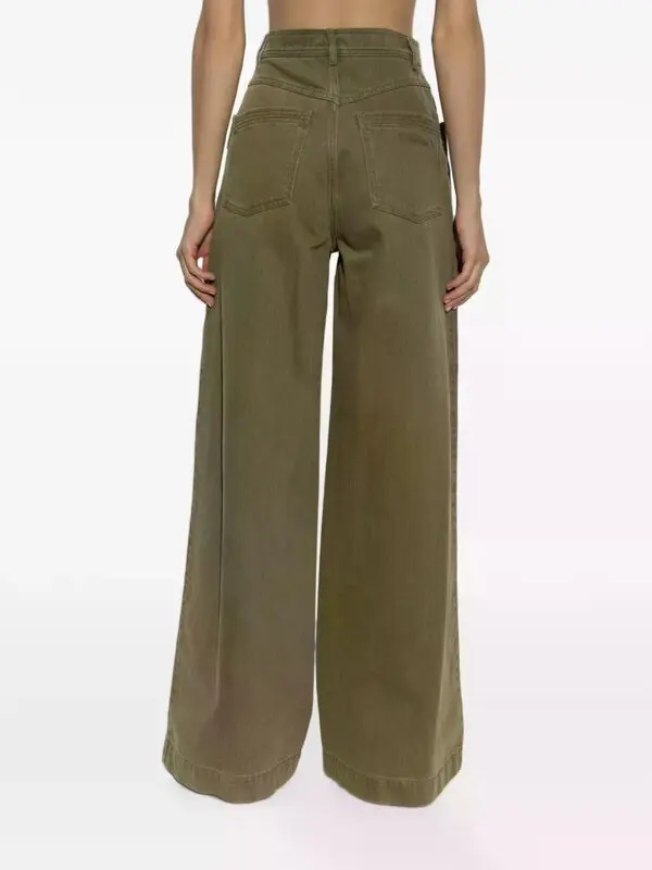 Max Mara Alamaro Cotton Wide Leg Jeans - Green