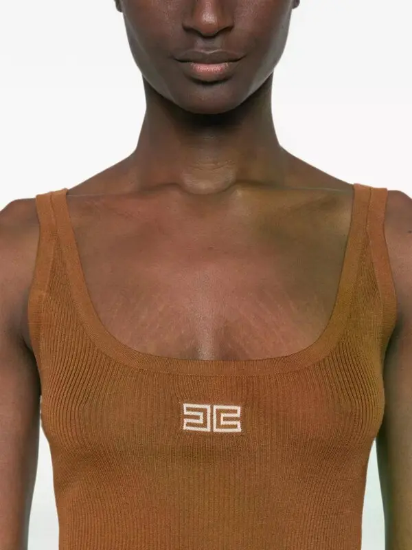 Elisabetta Franchi Ribbed Knit Logo-embroidered Vest