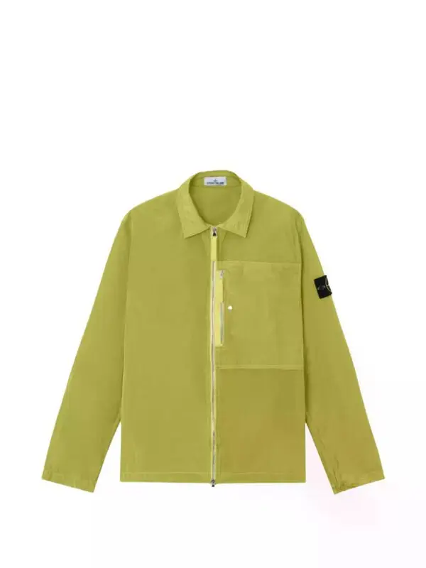 Stone Island Compass-patch Zip-up Shirt Jacket - Green