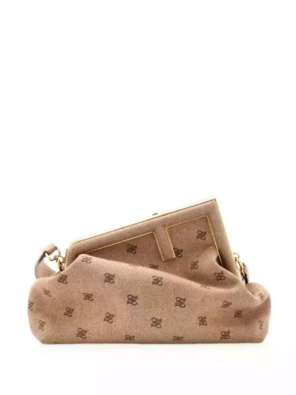 Fendi First Bag Ff Karligraphy Flannel Medium Clutch Bag