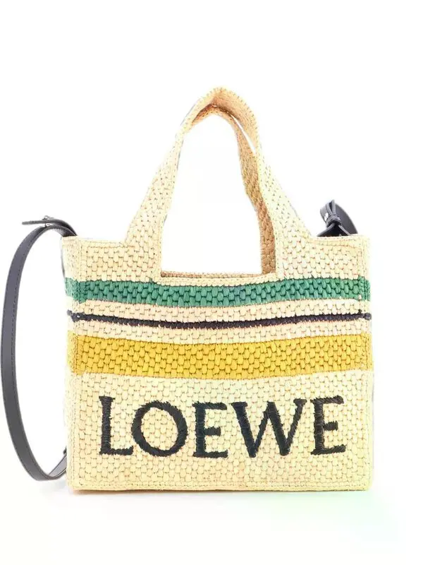 Loewe Paula's Ibiza Logo Convertible Raffia Small Tote Bag - Neutrals