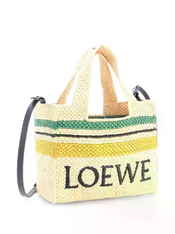 Loewe Paula's Ibiza Logo Convertible Raffia Small Tote Bag
