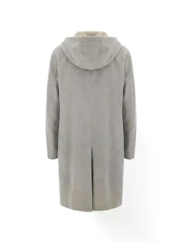 LARDINI Single-breasted Hooded Wool Coat - Grey
