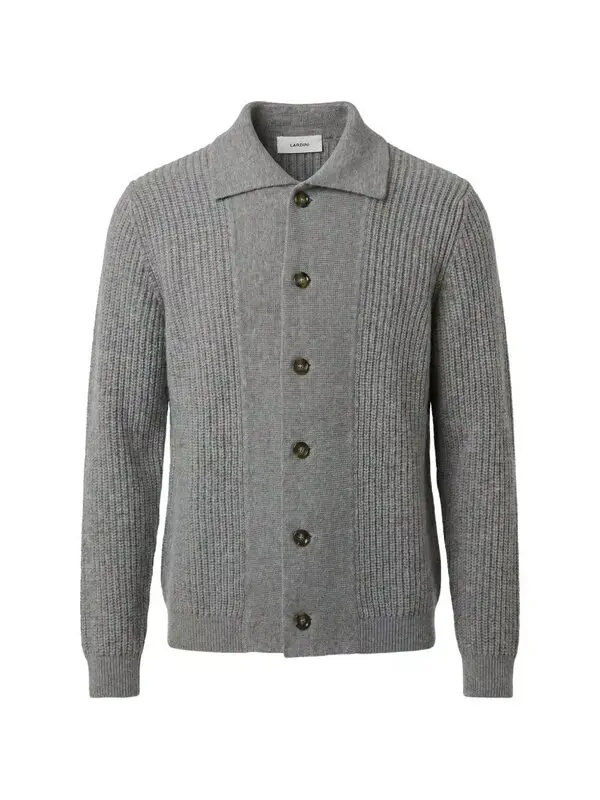 LARDINI Ribbed-knit Wool Cardigan