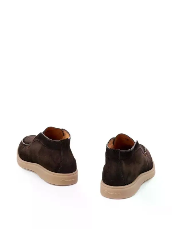 Santoni Dark Suede Slip-on Desert Boots