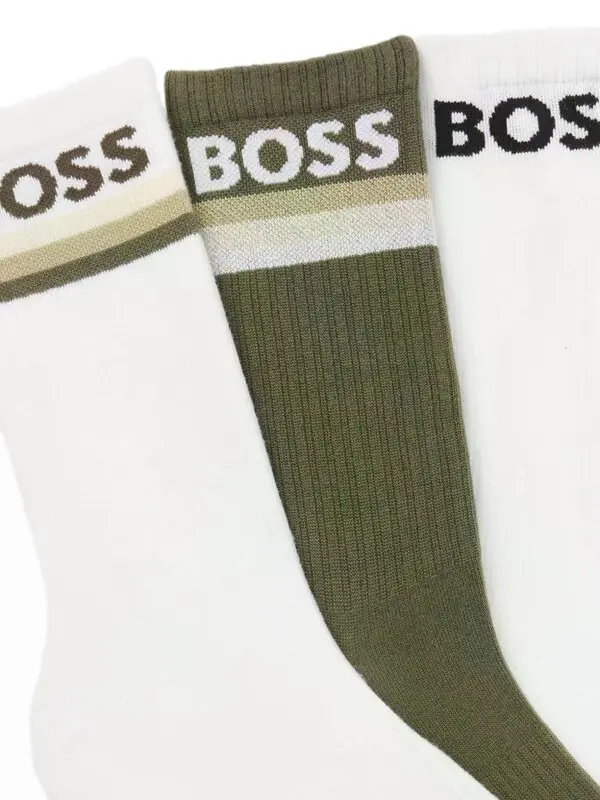 BOSS Logo-knit Striped Crew Socks Pack Of Three