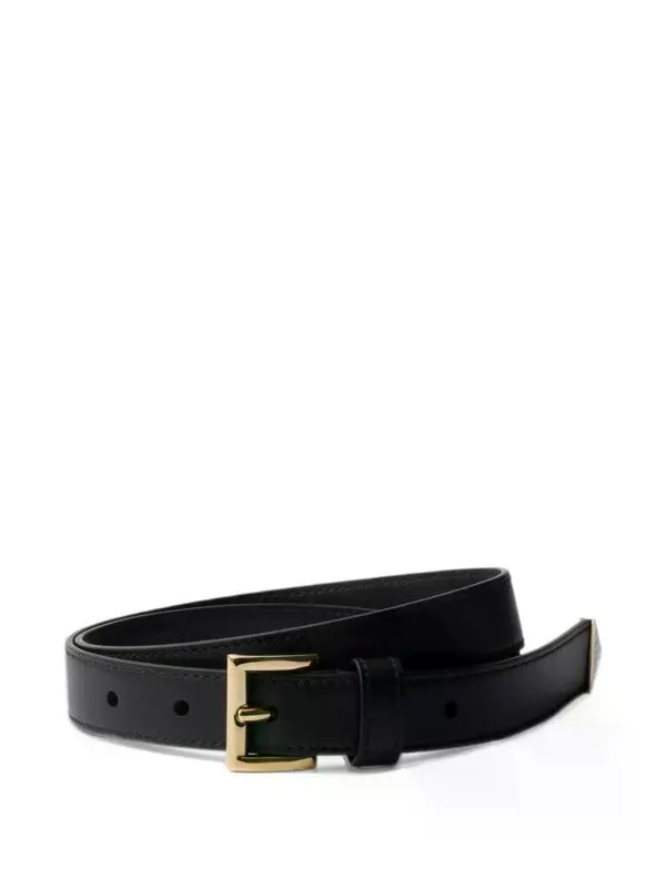 Prada Leather Belt With Enameled Triangle Logo - Black