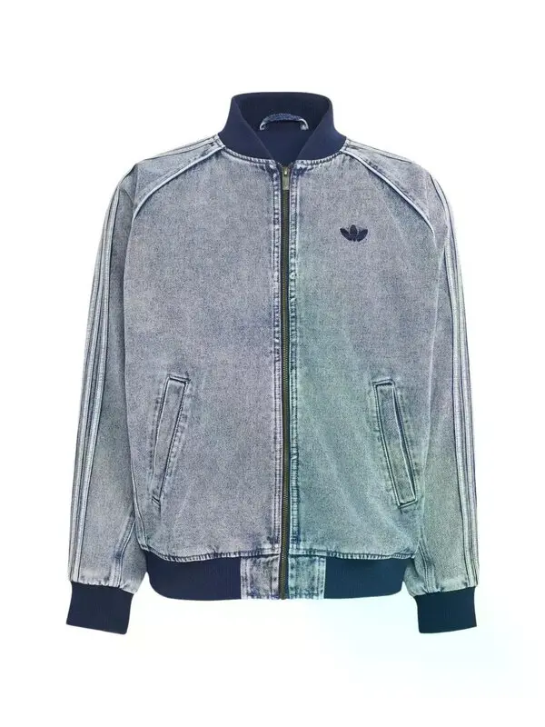 Adidas Logo-embroidered Denim Jacket - Blue