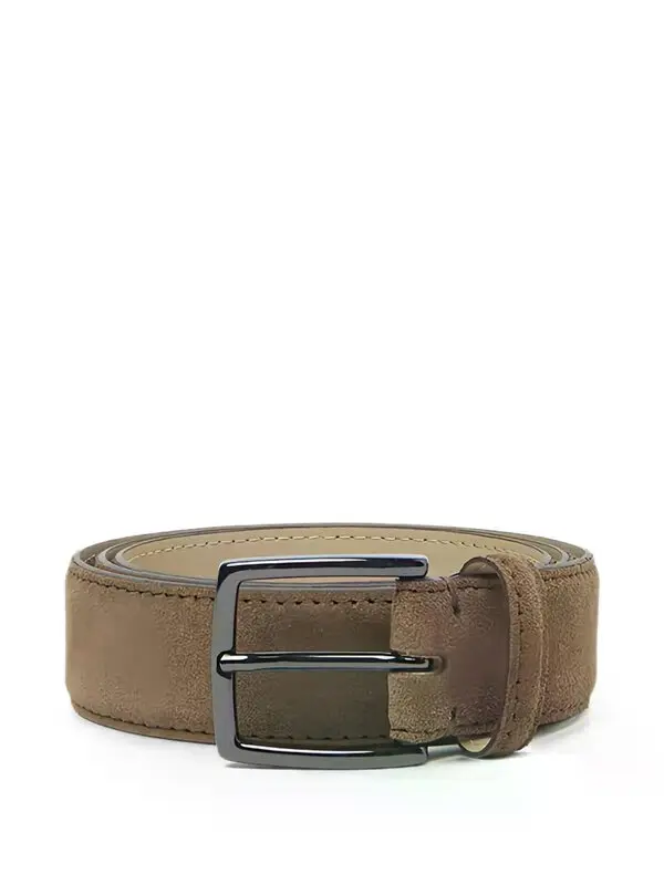 Peserico Suede Belt With Silver-tone Buckle - Neutrals