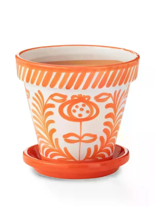 J-LINE Floral-print Striped Flowerpot