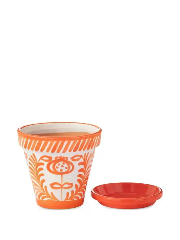 J-LINE Floral-print Striped Flowerpot