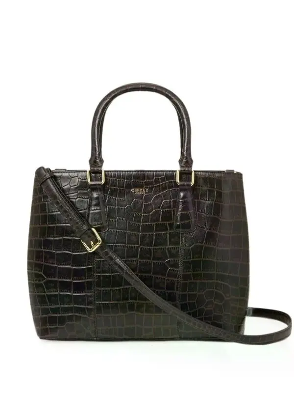 OSPREY Adaline Croc-effect Leather Tote Bag - Brown