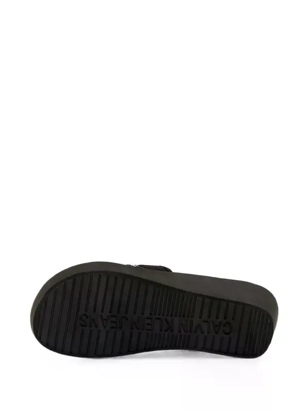 Calvin Klein Embroidered Logo Wedge Sandals - Black