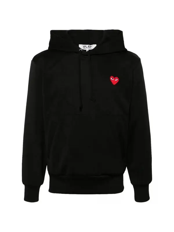 Comme Des Garçons Heart-patch Hoodie - Black