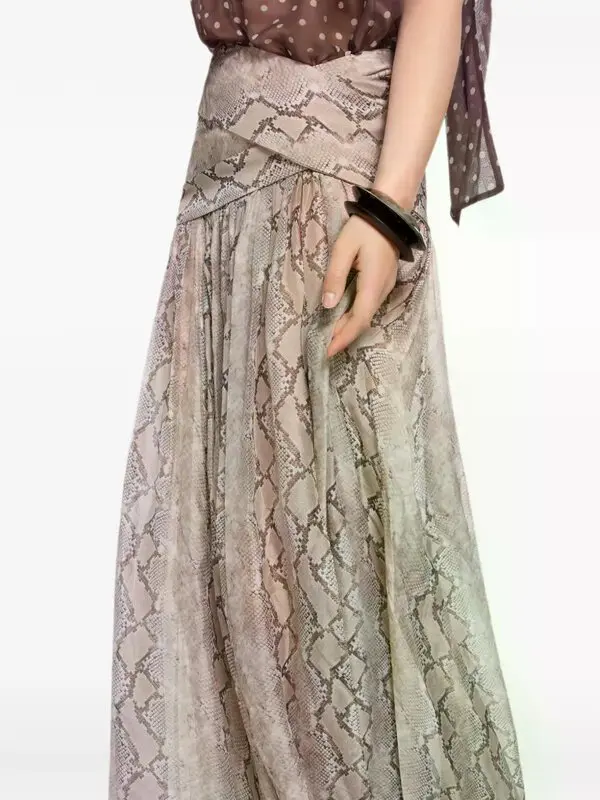 Elie Saab Python-print Silk Maxi Skirt