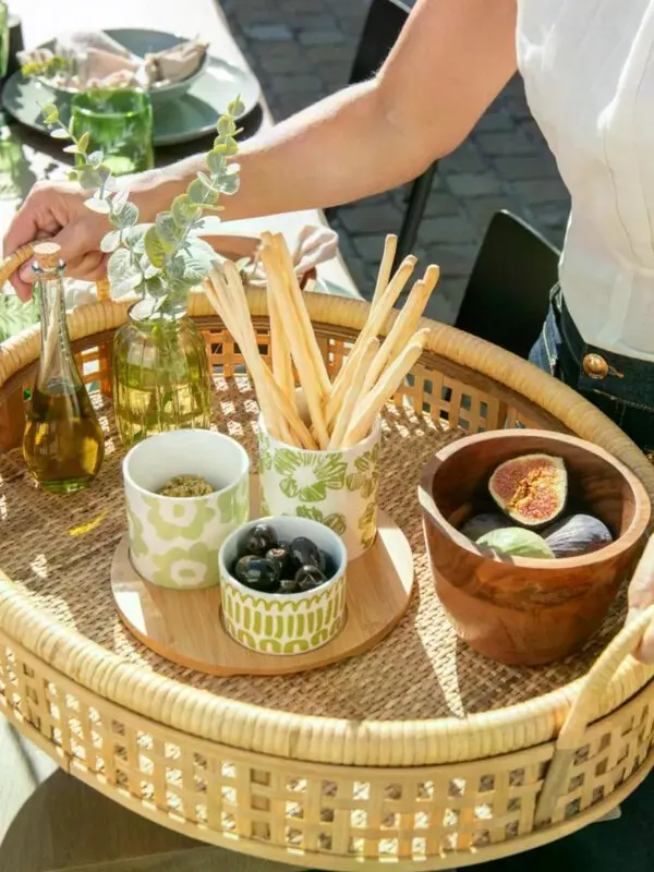 J-LINE Woven-rattan Tray