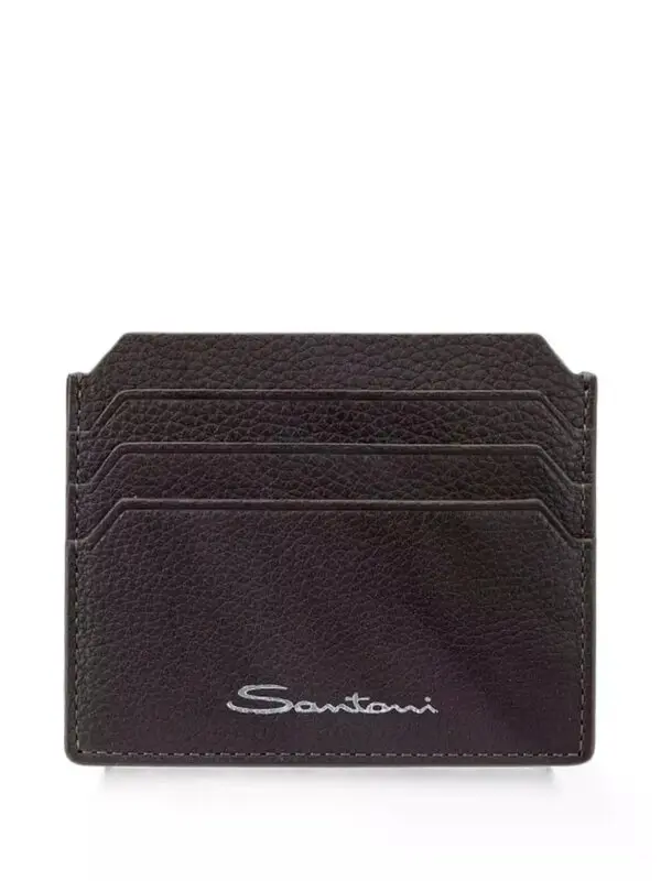 Santoni Grained-leather Cardholder