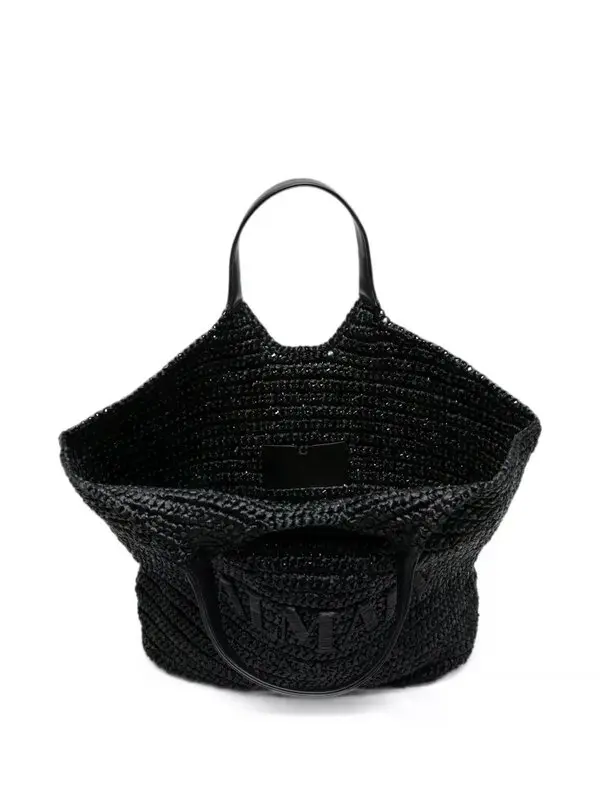 Balmain Logo-embroidered Woven Shoulder Bag