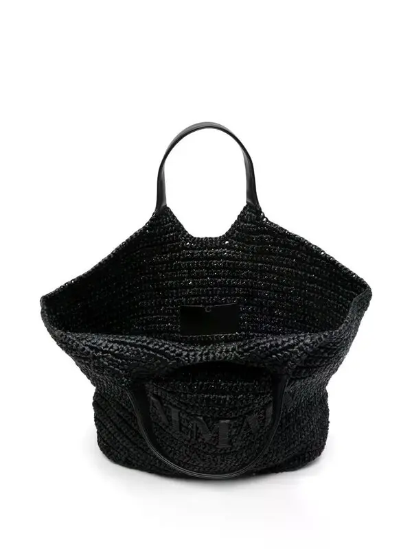 Balmain Logo Embroidered Woven Shoulder Bag