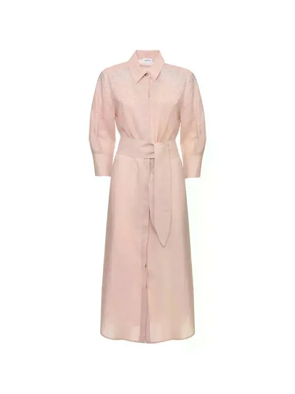 Marella Rhinestone-embellished Linen Midi Dress