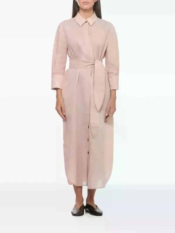 Marella Rhinestone-embellished Linen Midi Dress