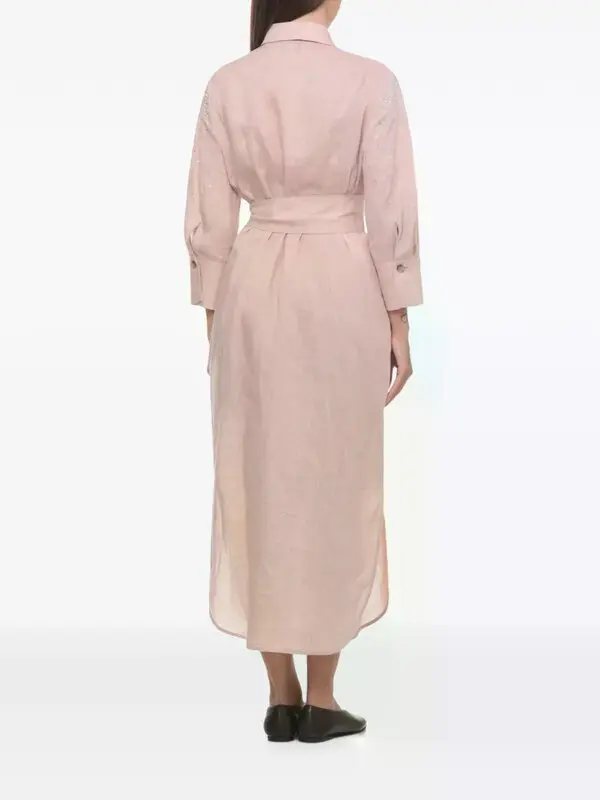 Marella Rhinestone-embellished Linen Midi Dress
