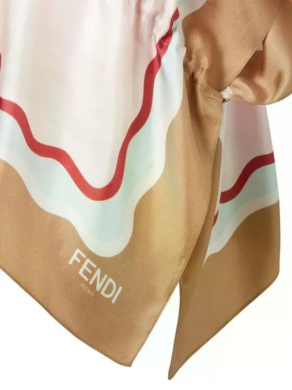 Fendi Silk Wave Print Poncho - Pink