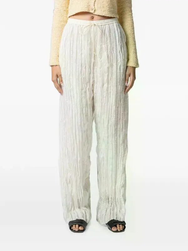 MULLER OF YOSHIOKUBO Ivory Ruffled Drawstring Trousers
