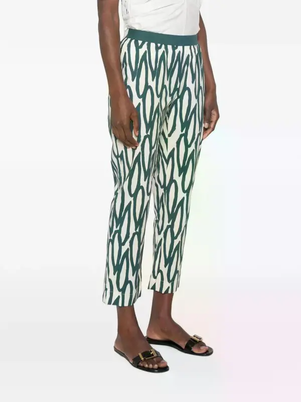 Liviana Conti Abstract-print Elasticated-waistband Trousers - White