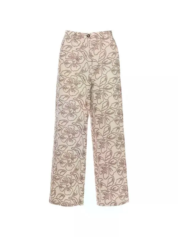 EMME Floral-embroidered Trousers
