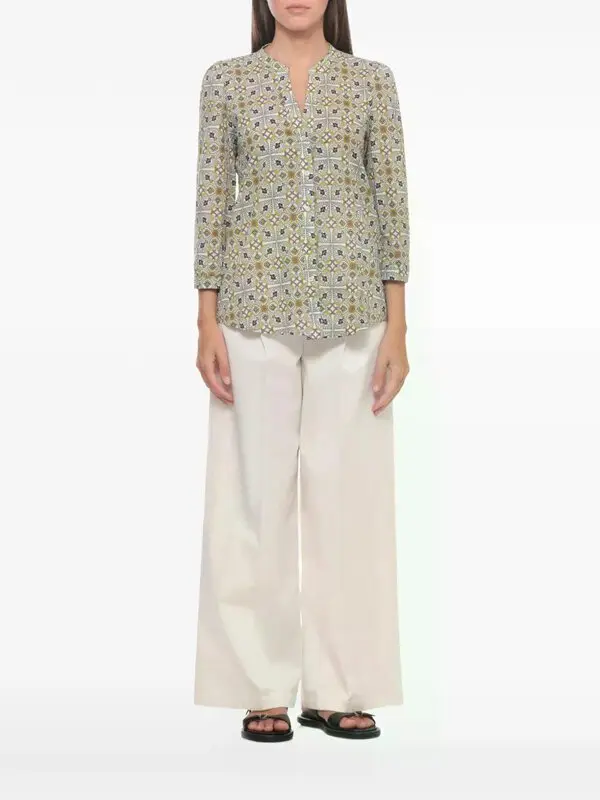 EMME Geometric Print V-neck Shirt