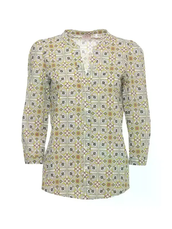 EMME Geometric Print V-neck Shirt