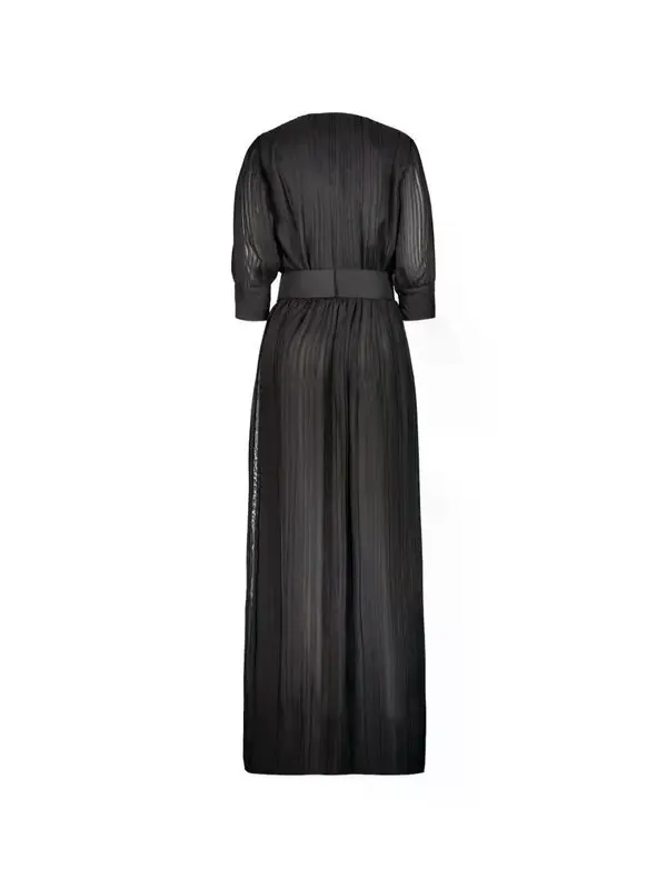 Rochas Pleated Belted Maxi Dress