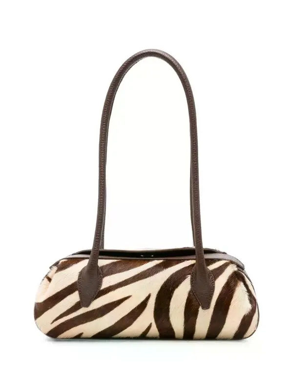 Yuzefi Zebra Print Leather Shoulder Bag - Brown