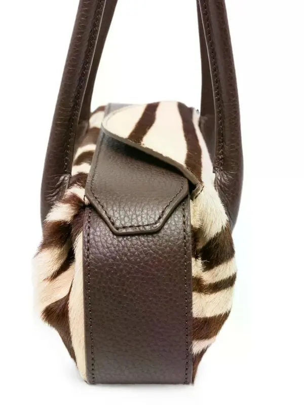 Yuzefi Zebra Print Leather Shoulder Bag - Brown