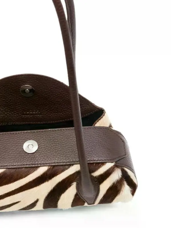 Yuzefi Zebra Print Leather Shoulder Bag - Brown