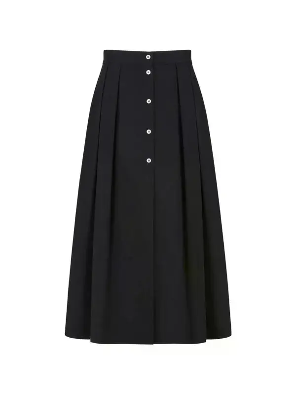 LA ROSE Midi Button-front Pleated Skirt