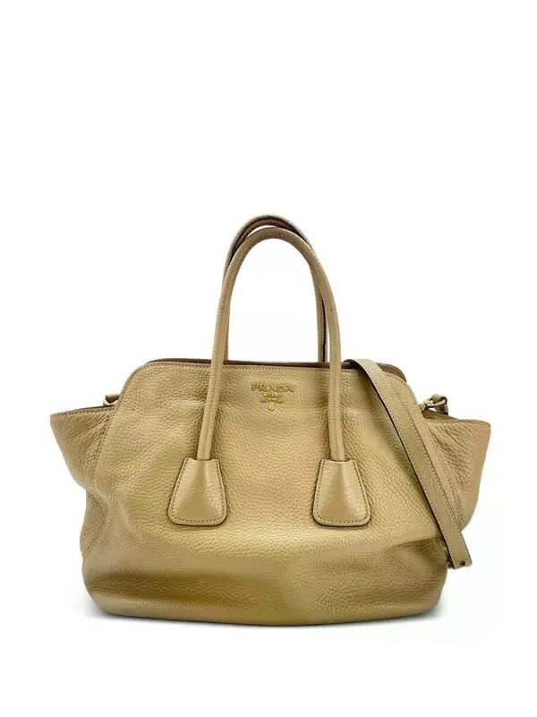Prada 2000s Pebbled Leather Tote Bag - Neutrals