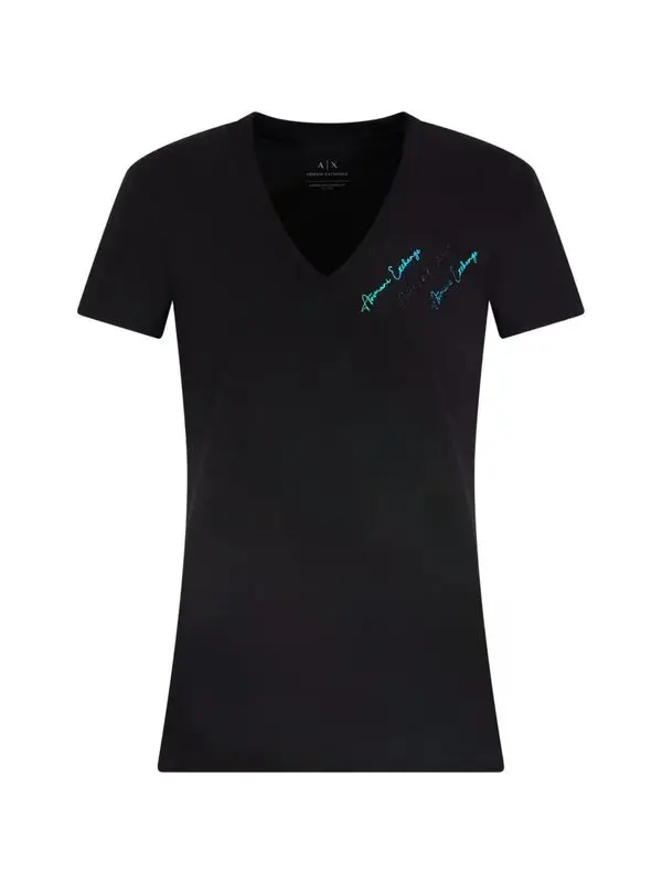 Armani Exchange Logo Print V-neck T-shirt